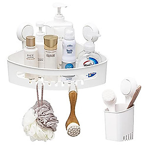 TAILI Suction Corner Shower Caddy Bathroom Shower Shelf & TAILI Suction Cup Toothbrush Holder