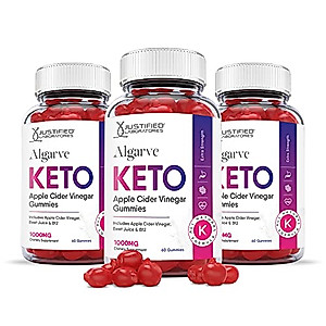 Justified Laboratories (3 Pack) Algarve Keto ACV Gummies 1000MG with Pomegranate Juice Beet Root B12 180 Gummys