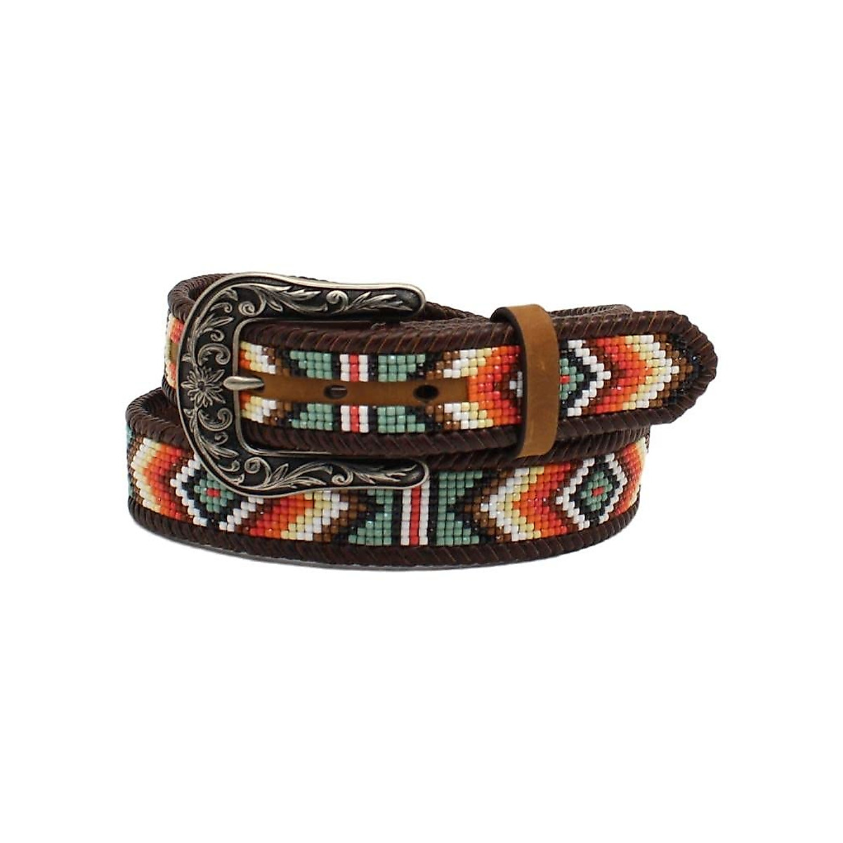 Nocona Women's Southwestern Beaded Western Belt Tan Medium