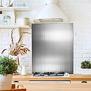 Reversible Stainless Steel Backsplash Behind Stove Metal BackSplash Panel Stainless Steel Cooking Backsplash Wall Panel for Kitchen Cooking Panel Pre Drilled Holes Matching Screws (36 x 32 Inch)