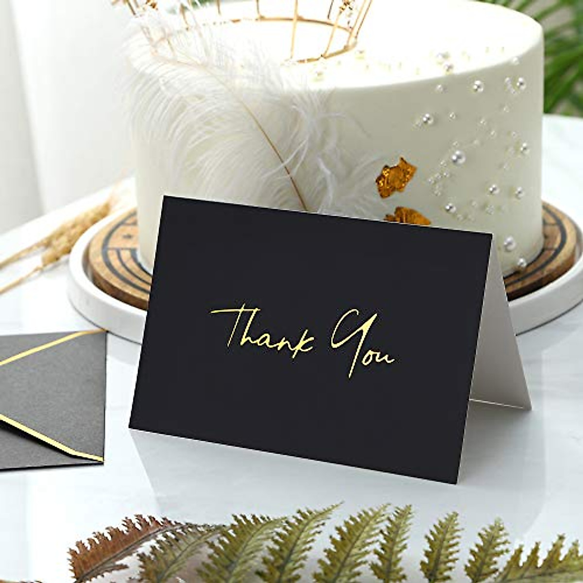 Heavy Duty Thank You Cards with Envelopes - 36 PK - Gold Thank You Notes 4x6 Inches Baby Shower Thank You Cards Wedding Thank You Cards Small Business Graduation Funeral Bridal Shower (Night Black)
