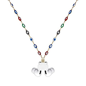 YWJRINDFL Female Magnetic Anti-Lost Strap Holder Chain Gold Eye Beads Necklace Leash String for Airpods 1 2 3 Pro