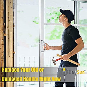 Patio Door Handle Set + Mortise Lock 45° Perfect Replacement for Sliding Glass Door Fits 3-15/16” Screw Hole Spacing, Non-keyed with Latch Locks,White Diecast,Reversible Design(Non-Handed)