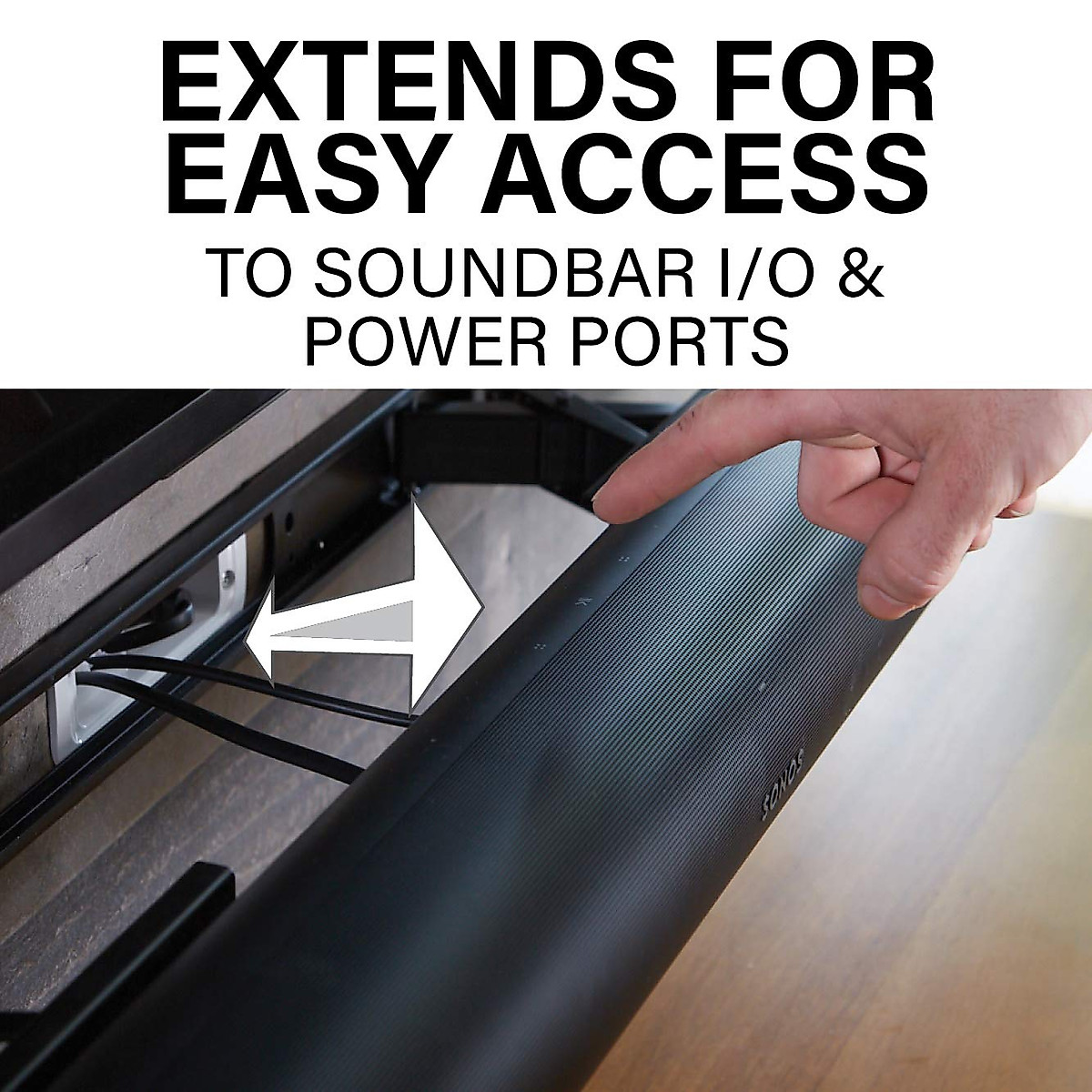 Sanus Extendable Soundbar Wall Mount Designed for Sonos Arc Sound bar - Low Profile & Audio Enhancing Design for Dolby Atmos -OSSAWM1-B2