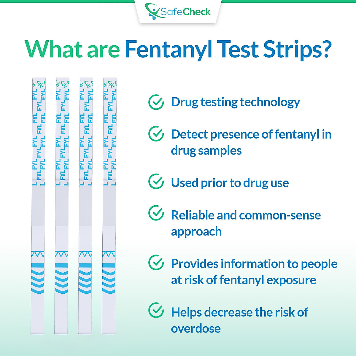 Fentanyl Test Strips 25 Pack | SafeCheck Highly Sensitive Fentanyl Test Strips for Testing Drugs | Fentanyl Testing Strips for Pills, Powders | Fentanyl Test Kit