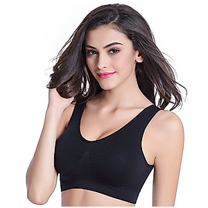 Vermilion Bird Women's 3 Pack Seamless Comfortable Sports Bra with Removable Pads 3XL/Shirt Size 16W,18W Black &White &Nude