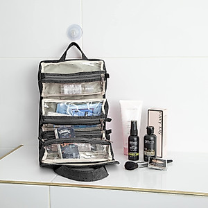 4-in-1 hanging Toiletry bag | Roll-up makeup organizer with 4 detachable PVC zip pouches| travel toiletry bag for women and men 600D oxford fabric material organize Make up , Cosmetics, First Aid,