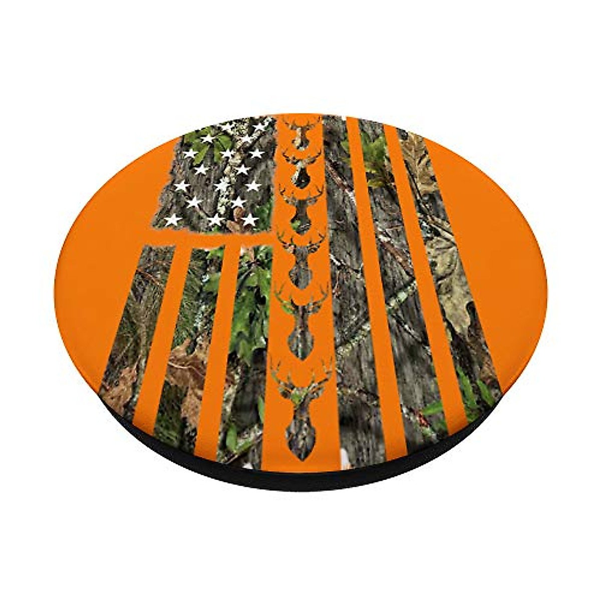 Orange Camouflage American USA Flag Deer Head Hunting Gift PopSockets PopGrip: Swappable Grip for Phones & Tablets