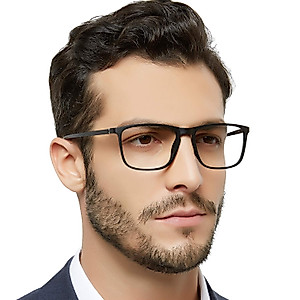 OCCI CHIARI Reading Glasses Men's Rectangle Reader Spring Hinge 1.0 1.25 1.5 1.75 2.0 2.25 2.5 2.75 3.0 3.5(Black 150)