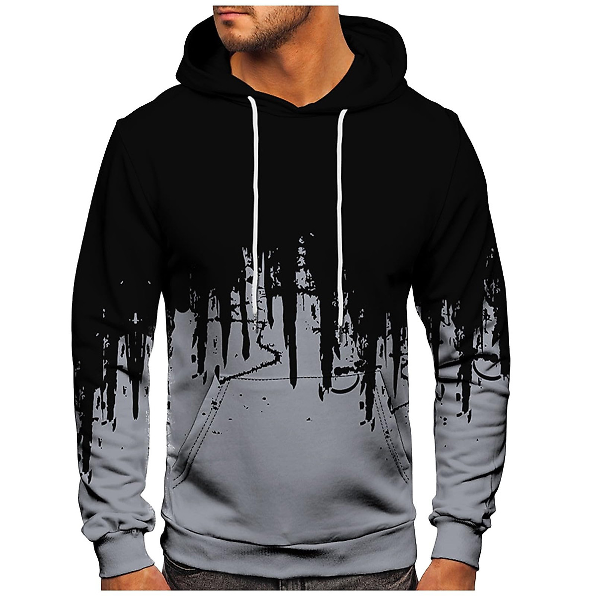 Ymosrh Men's Hoodies, Unisex 3D Printed Novelty Pullover Hooded Sweatshirt Sudaderas Hombre Cool Hoodies Mens Sweatshirt Big And Tall Hoodies For Lightweight Pullover Sweatshirts (L, Gray)