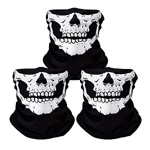 ZKSM 3 PCS Skull Mask Breathable Skull Face Masks Black Seamless Skull Balaclava Mask for Motorcycle Bike Hiking Ski Halloween Outdoor Riding