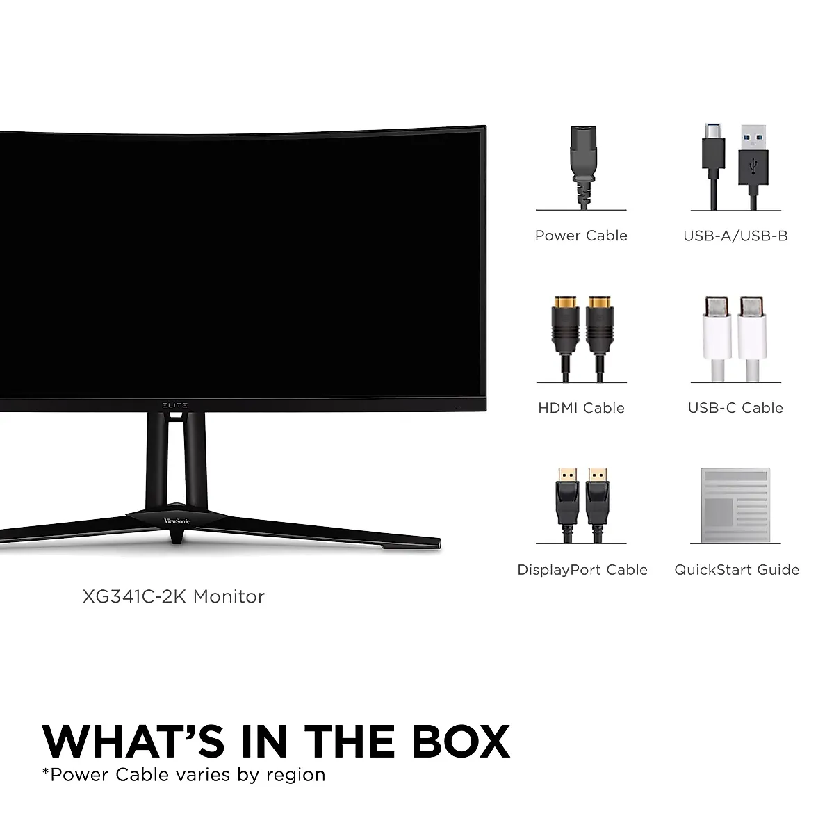 ViewSonic XG341C-2K 34 Inch 1440p 21:9 Curved Gaming Monitor 1ms, 200Hz, FreeSync Premium Pro, Mini LED, HDMI 2.1, USB C, HDR1400