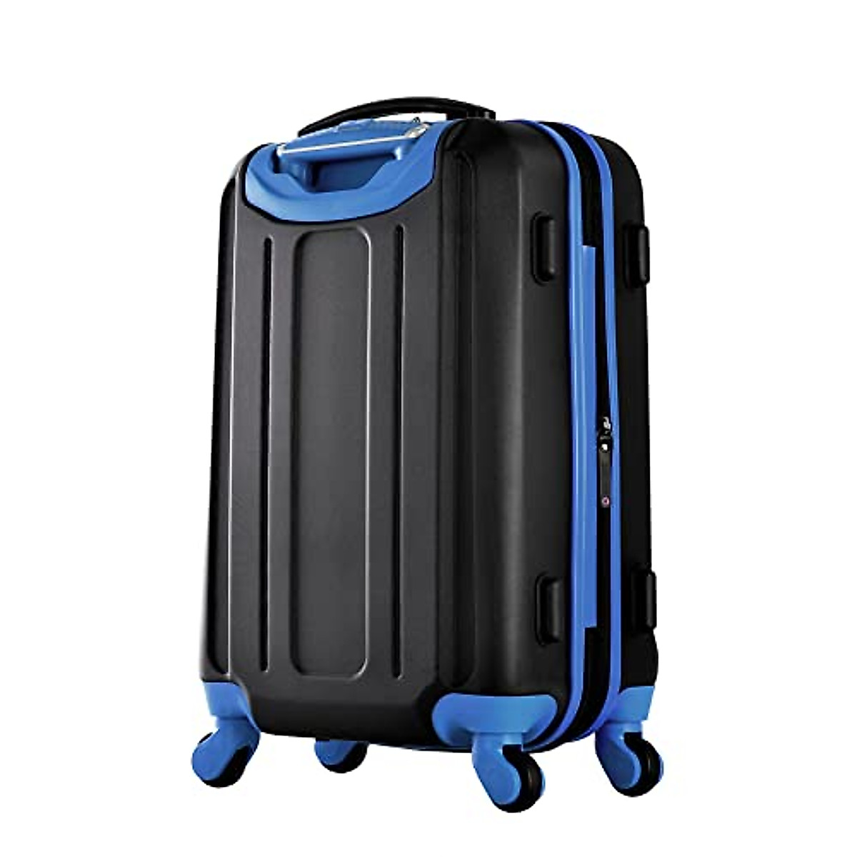 Olympia USA Apache II 22 Inch Expandable Rolling Carry On Lightweight Hardside Double 4 Wheel Spinner Luggage Suitcase with Locking System and Hidden Laptop Compartment, Black/Blue