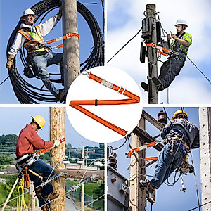 Trsmima Hunting Safety Harness, Safety Lanyard Adjustable Tree Climbing Belt Restraint Lanyards for Hunting, Hanging Stand, Tree Work, Installing Steps, Rescue, Linemans Belt, Emergency Gear