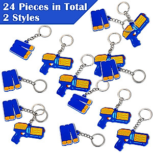 24 Pieces Dart Keychain Dart Party Favors Silicone Cute Keychain Dart Boys Birthday Party Decorations Soft Dart Themed Keychains for Kids Dart Game Themed Birthday Party Supplies, 2 Styles