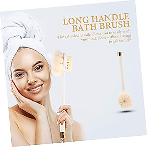 LALAFINA 3pcs Long Handle Bath Brush Dual- Sided Back Brush Shower Body Brush Bath Mesh Sponge Body Scrub Sponge Brush Cleaner He Washer Machine Cleaner Back Shower Brush Durable Bath Brush