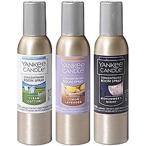 Yankee Candle Popular Fragrances 3-Pack Concentrated Room Sprays (Clean Cotton, Lemon Lavender, MidSummer's Night)