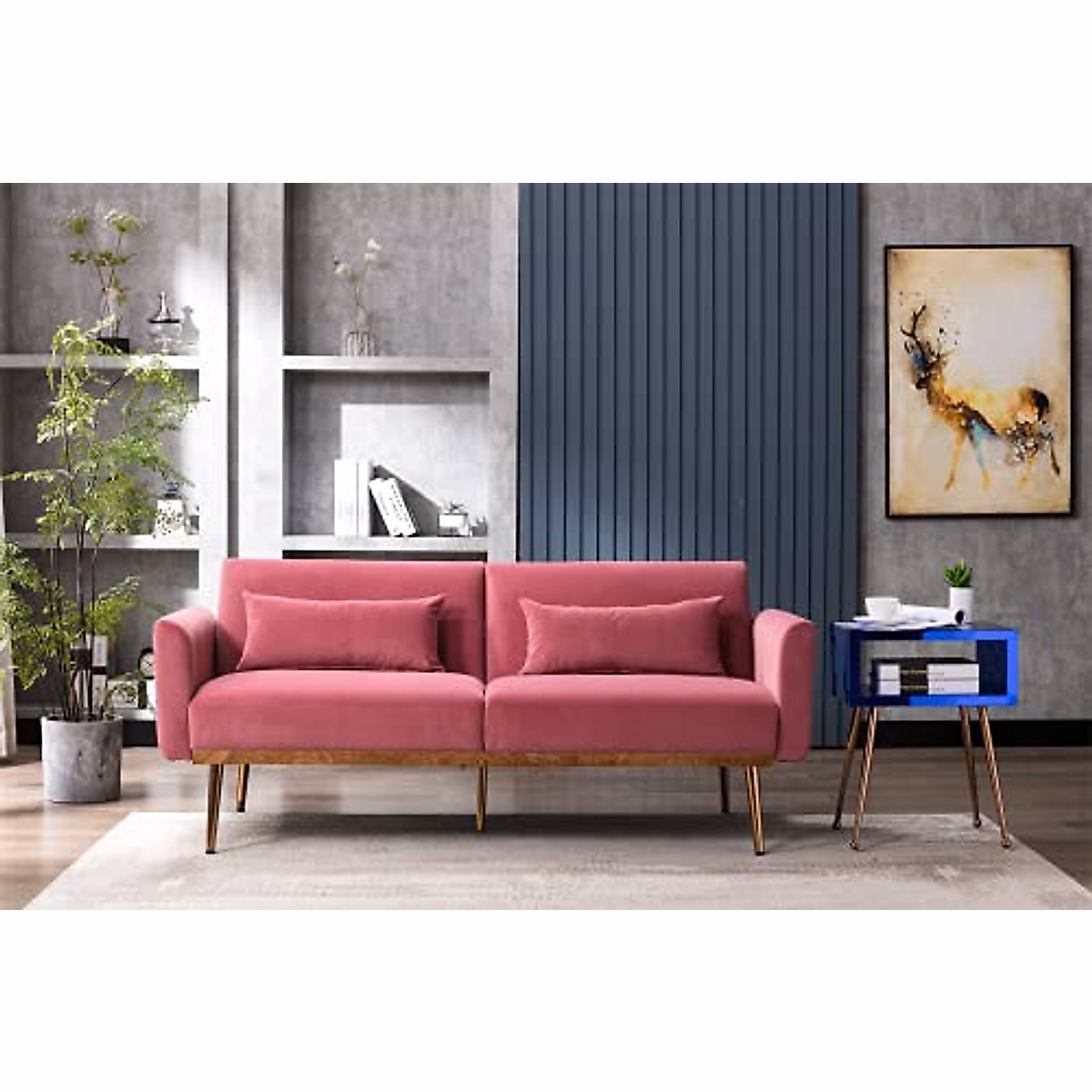 SZLIZCCC 68“-Button Velvet Sofa, Accent Sofa, Mid Century Modern Velvet Fabric Couch， Convertible Futon Sofa Bed ，Sleeper Sofa Sofa Bed (Carmine)