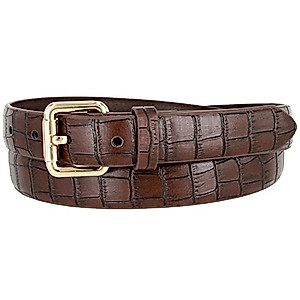 Women's Dress Belts 100% One Piece Genuine Full Grain Leather Casual Belt 1"(25mm) wide (Brown, 34)