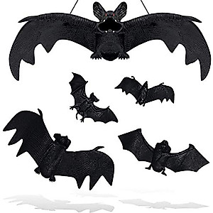 yalanle 5Pcs Halloween Bats Vampire Rubber Bats Decor Hanging Bat for Halloween Party April Fool's Day,Haunted House Decoration
