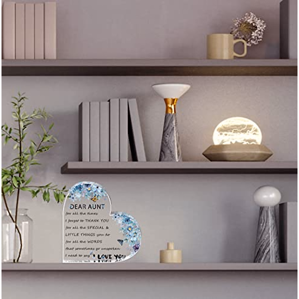 Aunt Birthday Gifts from Niece Nephew, Clear Acrylic Heart Plaque Gifts for Aunt, Thanksgiving, Christmas Gifts for Aunt