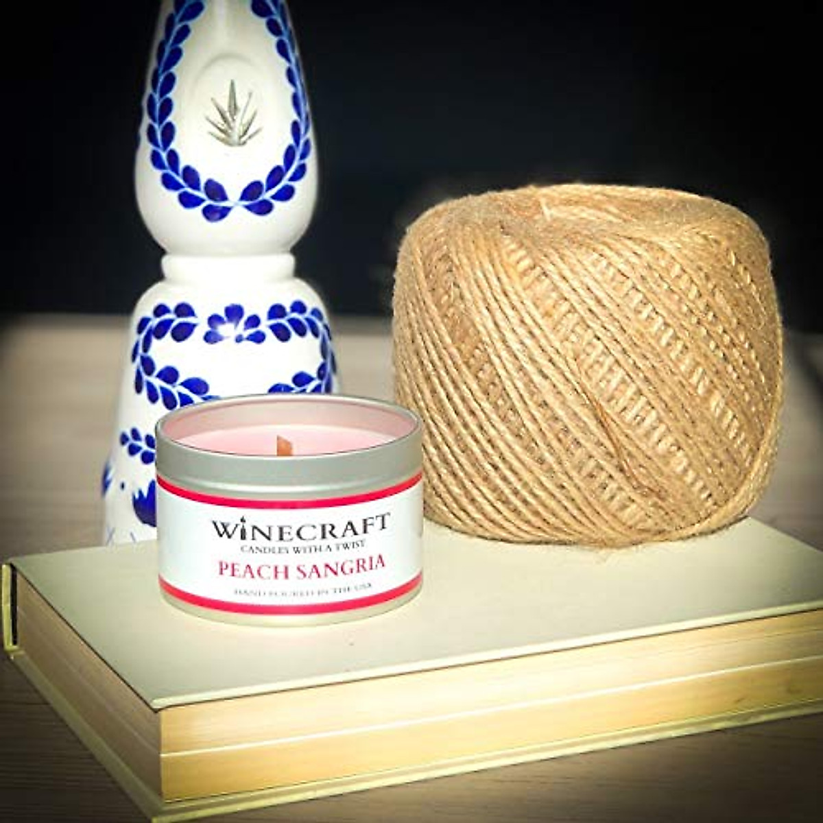 Wooden Wick - Perfect for Spring & Summer - Wine Scented Soy Wax Candle - Crackling Wood Wick - (Peach Sangria)