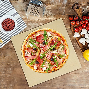 Mimiuo Pizza Stone for Oven and BBQ Grill, 13 inch Square Bread Baking Stone, Heavy Duty Large Ceramic Pizza Pan for Baking Pie Cookie and Cheese