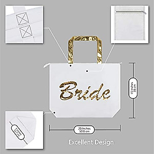 TOPDesign Wedding Gold Sequin Canvas Tote Bag, Bridal Shower Gifts for Bride Bag with an Internal Pocket, Top Zipper Closure, Bride