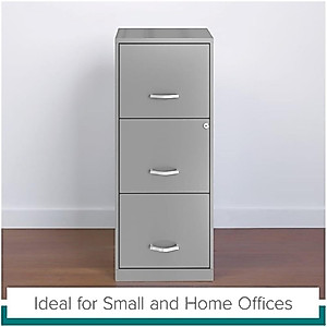 Scranton & Co 3 Drawer Metal Vertical File Cabinet with Lock Arctic Silver