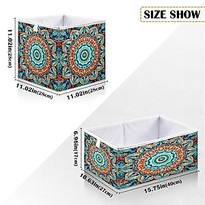 Burbuja Mandala Storage Cubes Fabric Storage Bins Foldable Closet Organizer Basket with Handle, 11x11x11 Cube