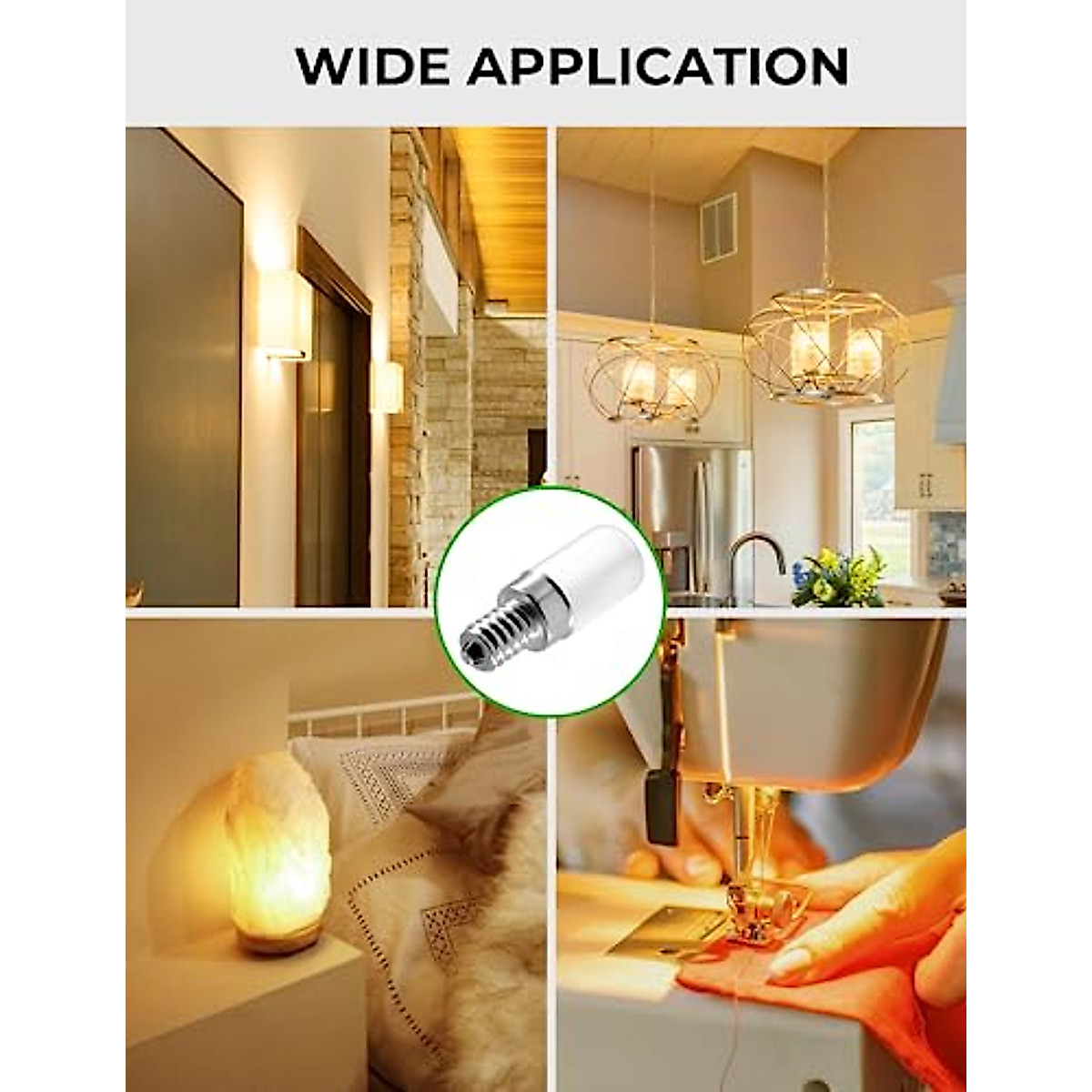 UNILAMP 2W E12 LED Night Light Bulb, Mini Type B C7 Light Bulb Equivalent 25W, Warm White 3000K, 120V E12 Edison Screw LED Bulb for Chandeliers, Salt Lamp, Non-Dimmable, 6-Pack