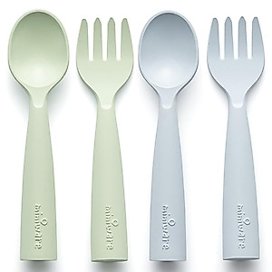 Miniware My First Cutlery | Reusable Kids Training Spoon and Fork for Baby & Toddler – Promotes Self Feeding | Eco-Friendly Utensils | Modern Durable Design | Dishwasher Safe (2 Sets, Aqua + Key Lime)