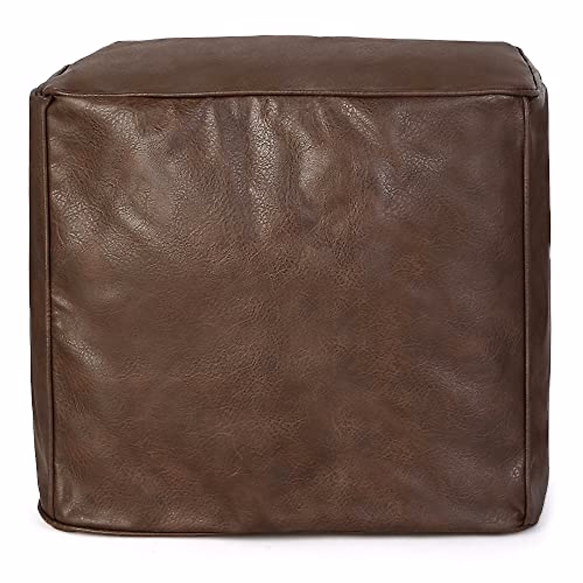 ROTOT Ottoman Pouf Square Shape, Foot Rest Faux PU Leather, Unstuffed Bean Bag Shell for Storage Solution, Hassock Pouffe Decoration for Living Room Balcony Office Outdoor (Chest Nut)