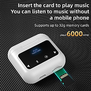 2 in 1 MP3 Player Combo Bluetooth Wireless Earbuds,TWS Bluetooth Earphones with TF Card Slot,30H Playtime with Charging Case Built-in Touch Control LED Screen for Sports Workout Hiking(Pink)