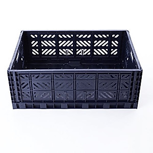 AYKASA Collapsible Storage Bin Container Basket Tote, Folding Basket Crate Container : Storage, Kitchen, Houseware Utility Basket Tote Crate = Maxi-Box Comfort Lock (Navy)