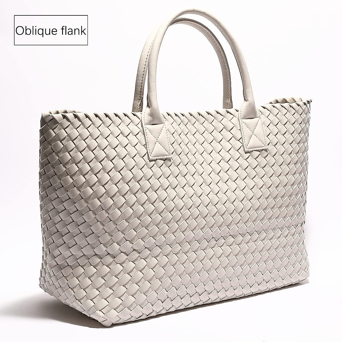 Weayouth Woven Bag Shopper Bag Travel Handbags and Purses Women Tote Bag Large Capacity Shoulder Fashion Bags (Off white)