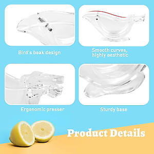 Manual Lemon Juicer, Acrylic Manual Lemon Slice Squeezer, Portable Transparent Fruit Juicer, Elegance Bird Shape, Hand Juicer for Orange Lemon Lime Pomegranate (2 Pack)