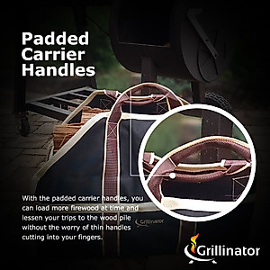 Grillinator Ultimate Firewood Log Carrier: Back Saving Design with Ultra Premium Canvas (Black)