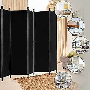 ACTREY 8-Panel Indoor Room Divider, Screen Movable Room Screen Separator Wall Protective Privacy Furniture Indoor Bedroom（Black