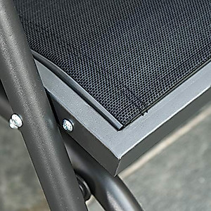 Outsunny Porch Glider, Set of 2, Metal Frame Swing Glider Chair with Breathable Mesh Fabric, Curved Armrests and Steel Frame for Garden, Poolside, Backyard, Balcony, Black