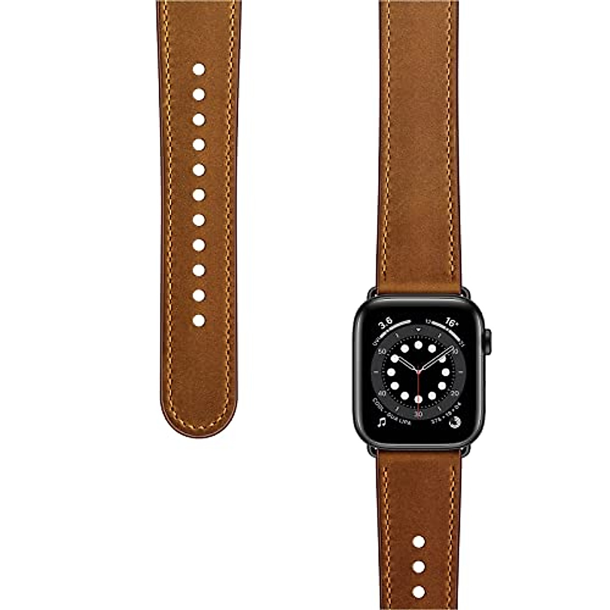 OUHENG Compatible with Apple Watch Band 49mm 45mm 44mm 42mm 41mm 40mm 38mm, Genuine Leather Bands Strap for iWatch Ultra SE2 SE Series 8 7 6 5 4 3 2 1 (Retro Brown/Black, 49mm 45mm 44mm 42mm)
