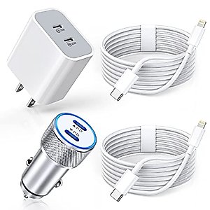 iPhone Car Charger, Dual USB C Fast Car Charger[Apple MFi Certified]40W Type C Apple Car Charger with 2pack USBC-Lightning Cable + 40W iPhone Charger Fast Charging for iPhone 14/13 Pro Max/12/11/iPad