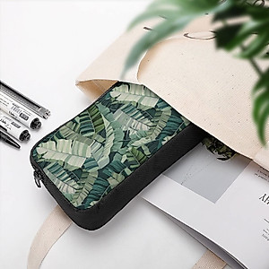 Tropical Camo Leaf Pencil Case Stationery Pen Pouch Portable Makeup Storage Bag Organizer Gift