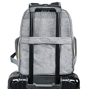 Breast Pump Backpack Diaper Bag - Multi-Function Cooler and Moistureproof Bag for Mother Baby Bottle Breast Milk Pump Mommy Outdoor Working Backpack with Insulation Pocket (Grey)