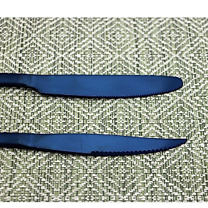 Uniturcky Durable Silverware Flatware Cutlery Set, Food Safe Grade Stainless Steel Utensils 24-Piece Service for 4,Include Knife/Fork/Spoon/Metal Straws/Cleaning Brus, Dishwasher Safe (Matte Blue)