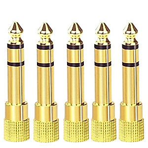 Sam&Johnny Stereo Audio Jack Adapter 6.35mm (1/4 inch) Male to 3.5mm (1/8 inch) Female TRS Audio Adapter for Aux Adapter, Guitar, Headphones, Amplifier(5-Pack)