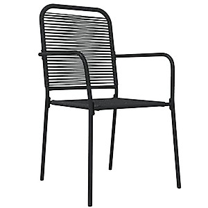 Camerina 5 Piece Patio Dining Set Patio Table and Chairs Set Outdoor Patio Dining Set Outdoor Patio Furniture Patio Set Black Cotton Rope and Steel 3156540