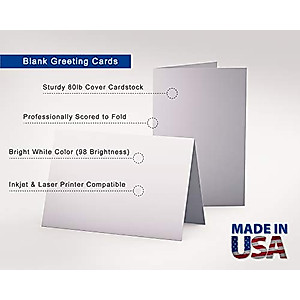 Heavyweight Blank White Greeting Card Sets - A2 Size 4.25" x 5.5" - 20 Cards & Envelopes - For Inkjet/Laser Printers