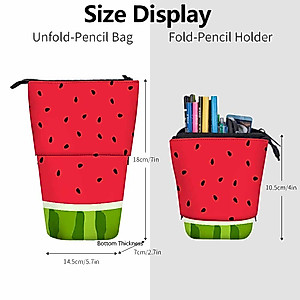 Swono Watermelon Slices Pencil Holder Seeds Skin Texture Stand Up Pencil Case Organizer Pencil Pouch Makeup Bag Great For Teens Girls Boys Gift Red