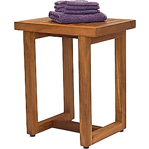 AquaTeak 18" Spa Teak Shower Bench with Elevated Height